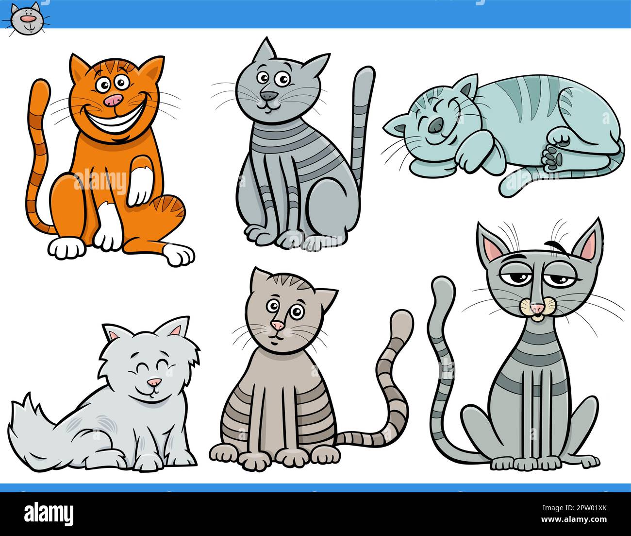 cartoon cats and kittens comic characters set Stock Vector Image & Art ...