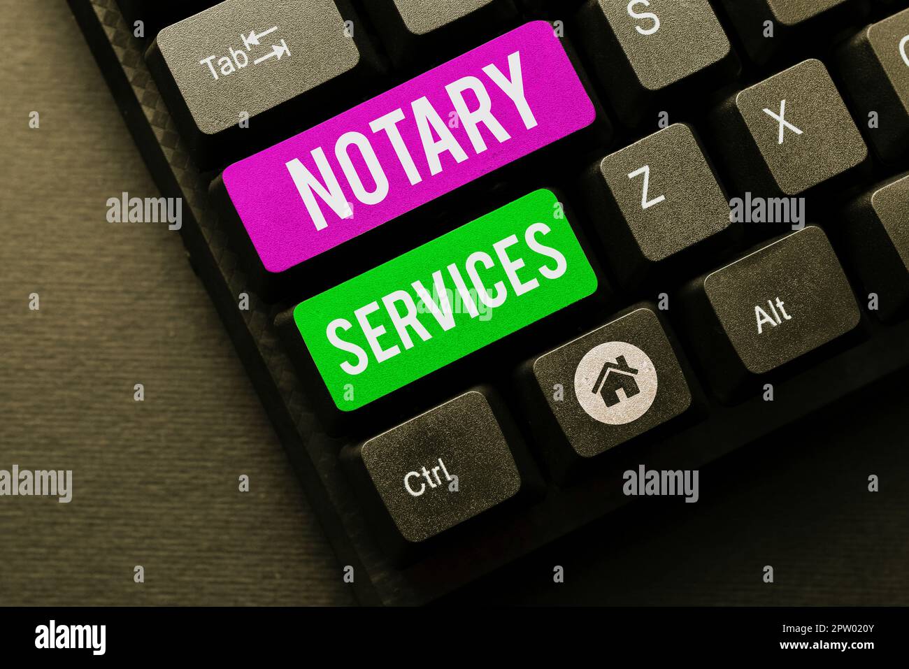 Sign displaying Notary Services, Business showcase services rendered by ...