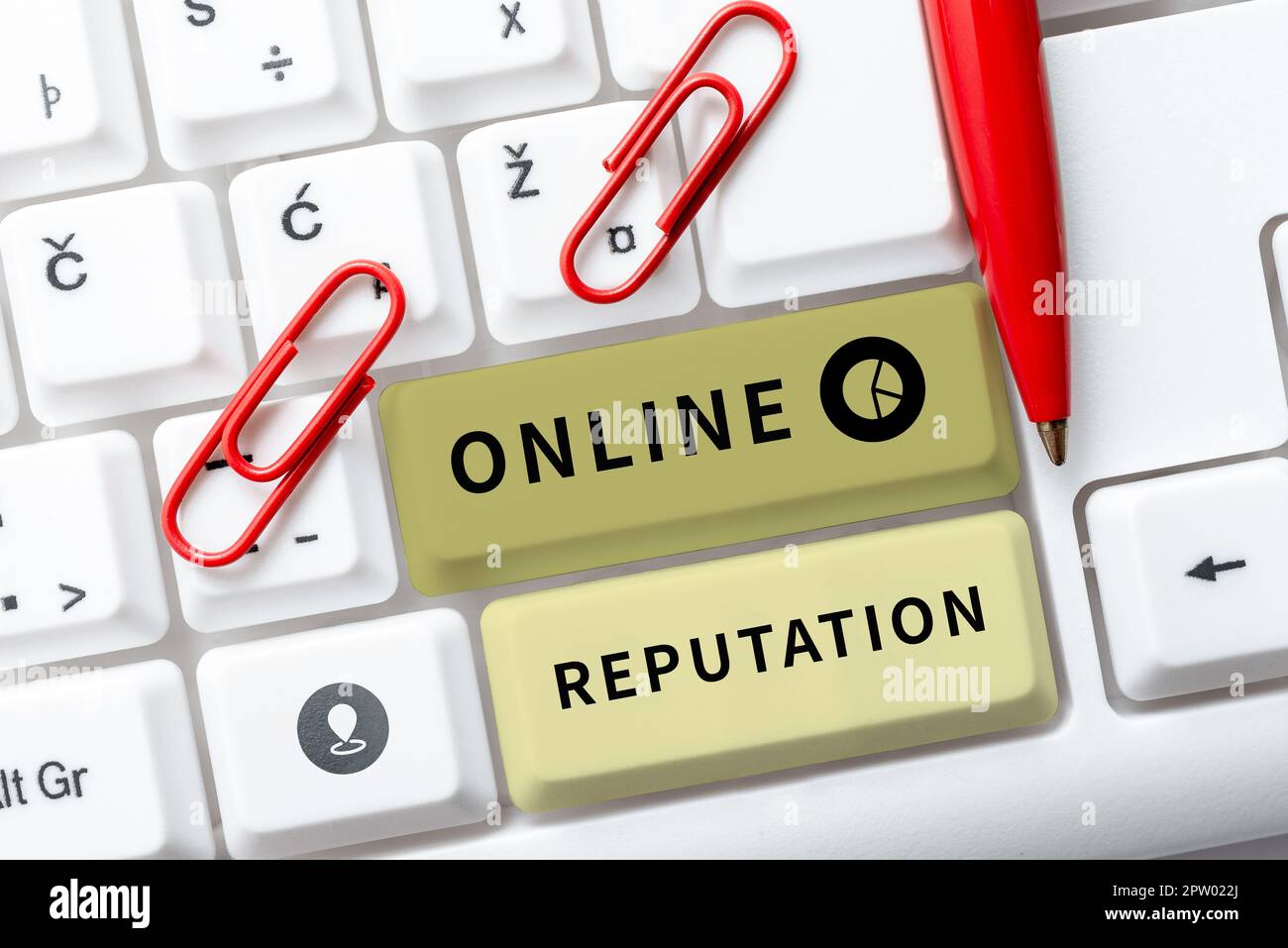 Text caption presenting Online Reputation, Word Written on Reliability ...