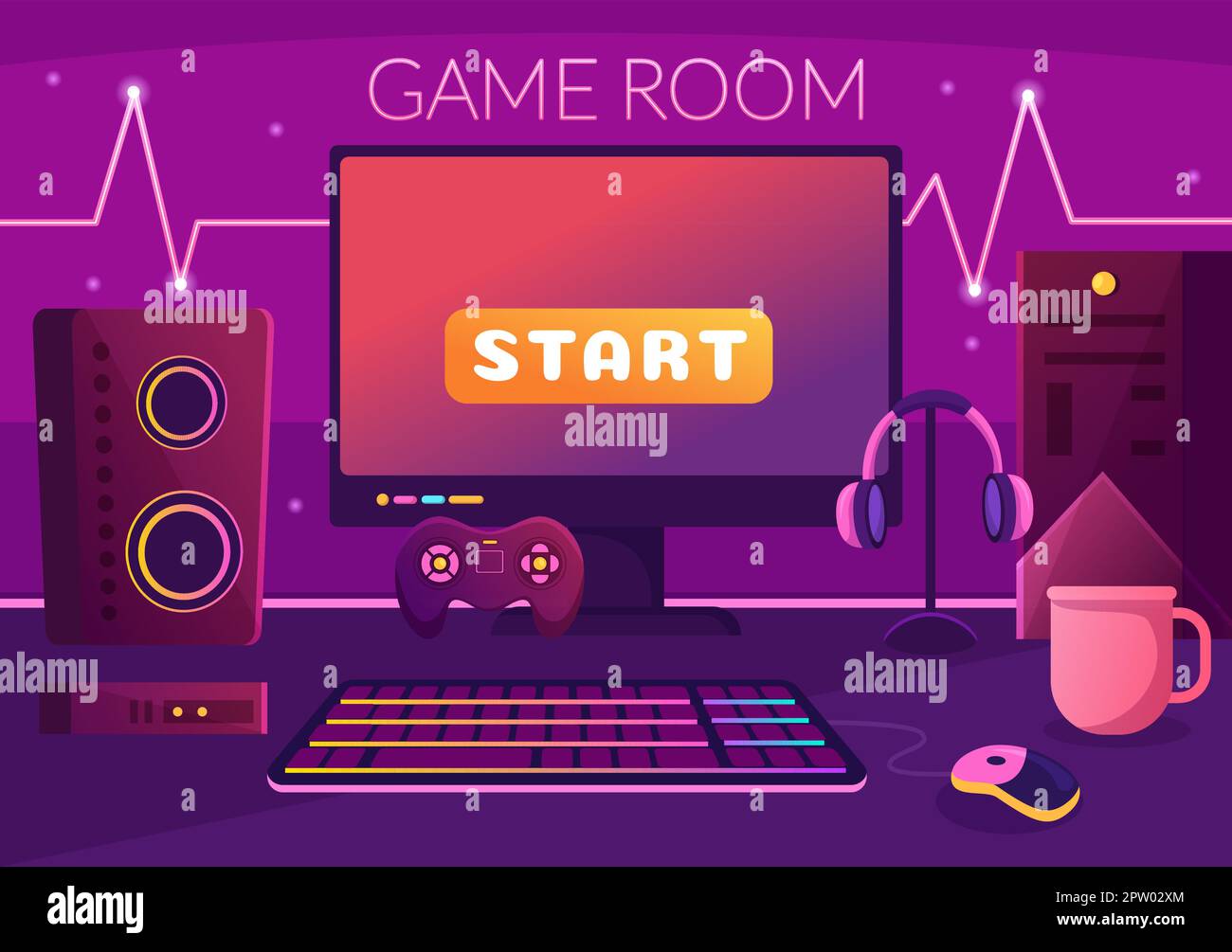 Video Game Room Interior with Android Mobile Computer and Comfortable ...