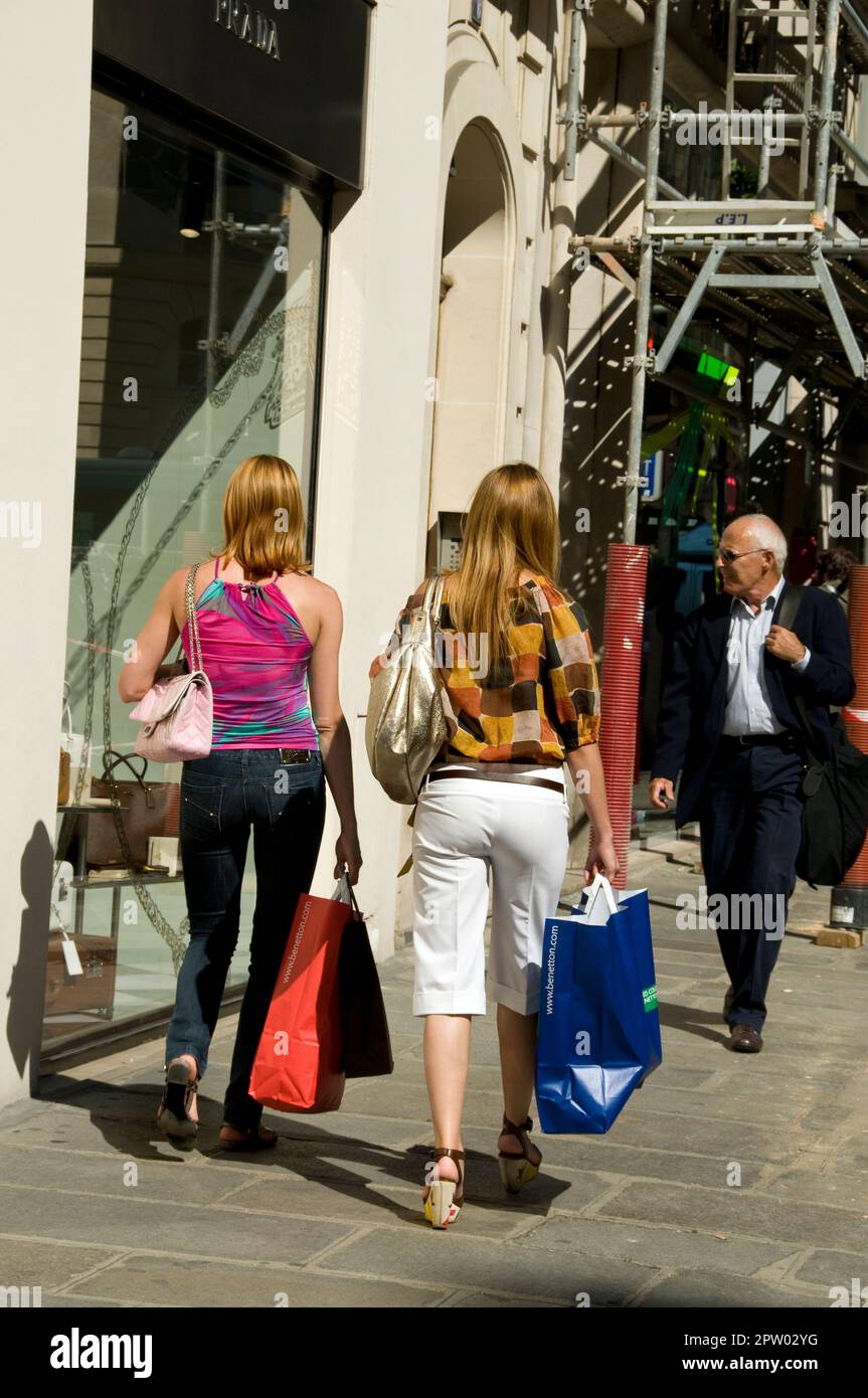 Paris, France, Women Walking Away Shopping Bags, Clothes Shopping ...