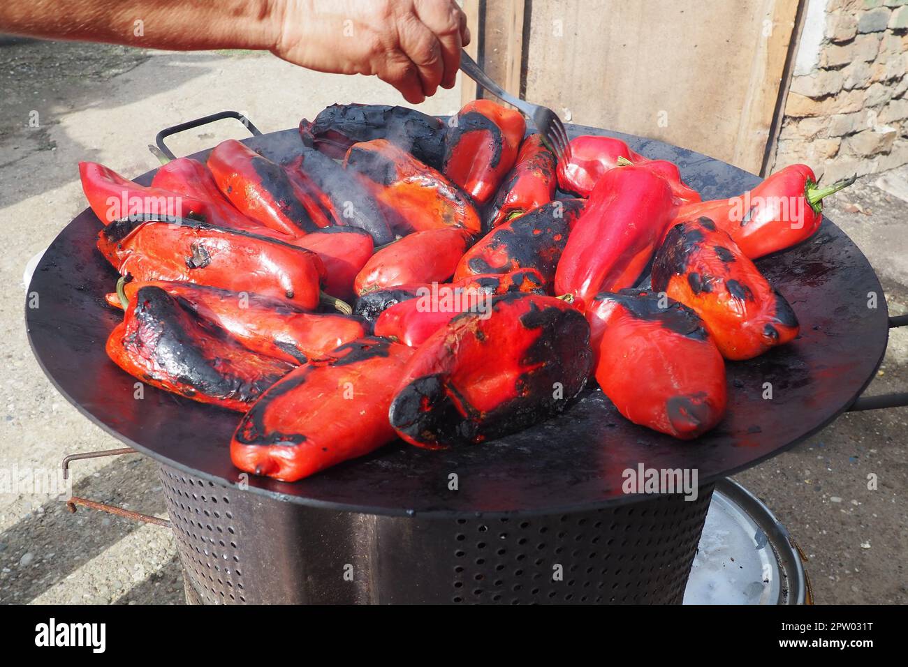 Roasting red peppers for a smoky flavor and quick peeling. Thermal ...