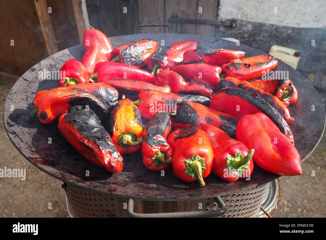 Roasting red peppers for a smoky flavor and quick peeling. Thermal ...