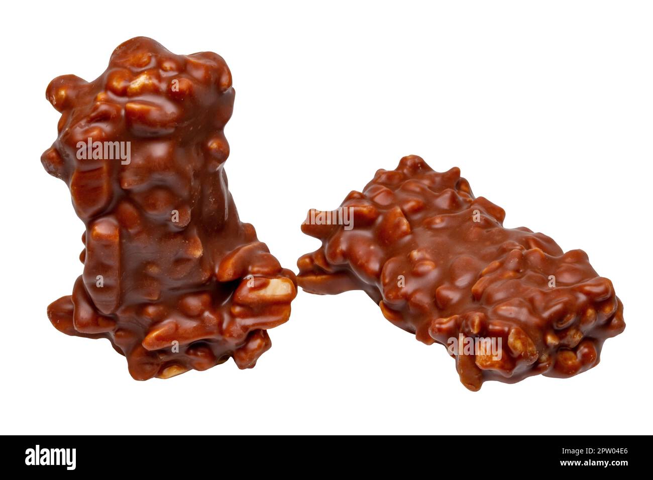 Chocolate candy with nuts isolated on a white background. Clipping path ...