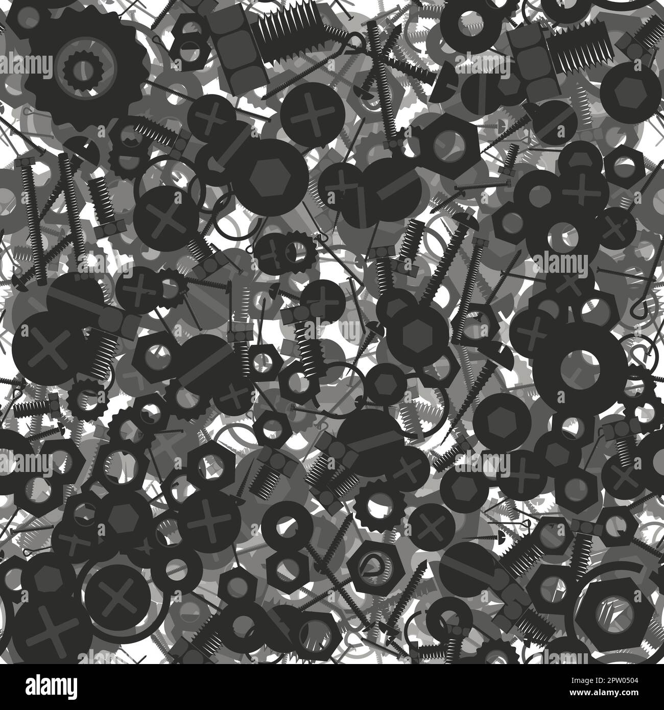 Metal screw hex bolt and nut seamless pattern design illustration on ...