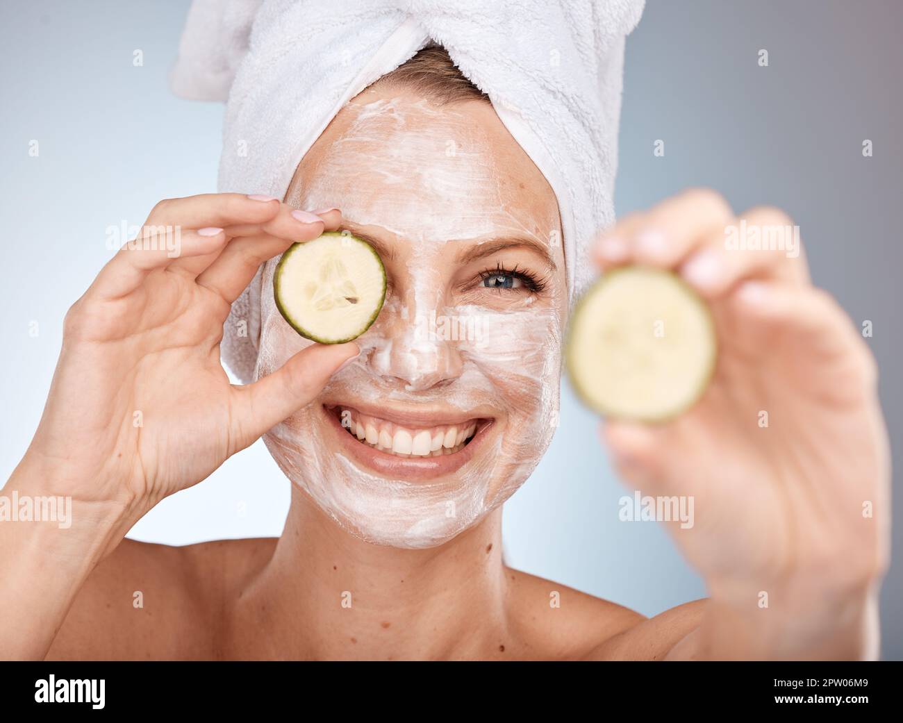 Beauty, spa and cucumber for face mask skincare for facial cosmetics ...