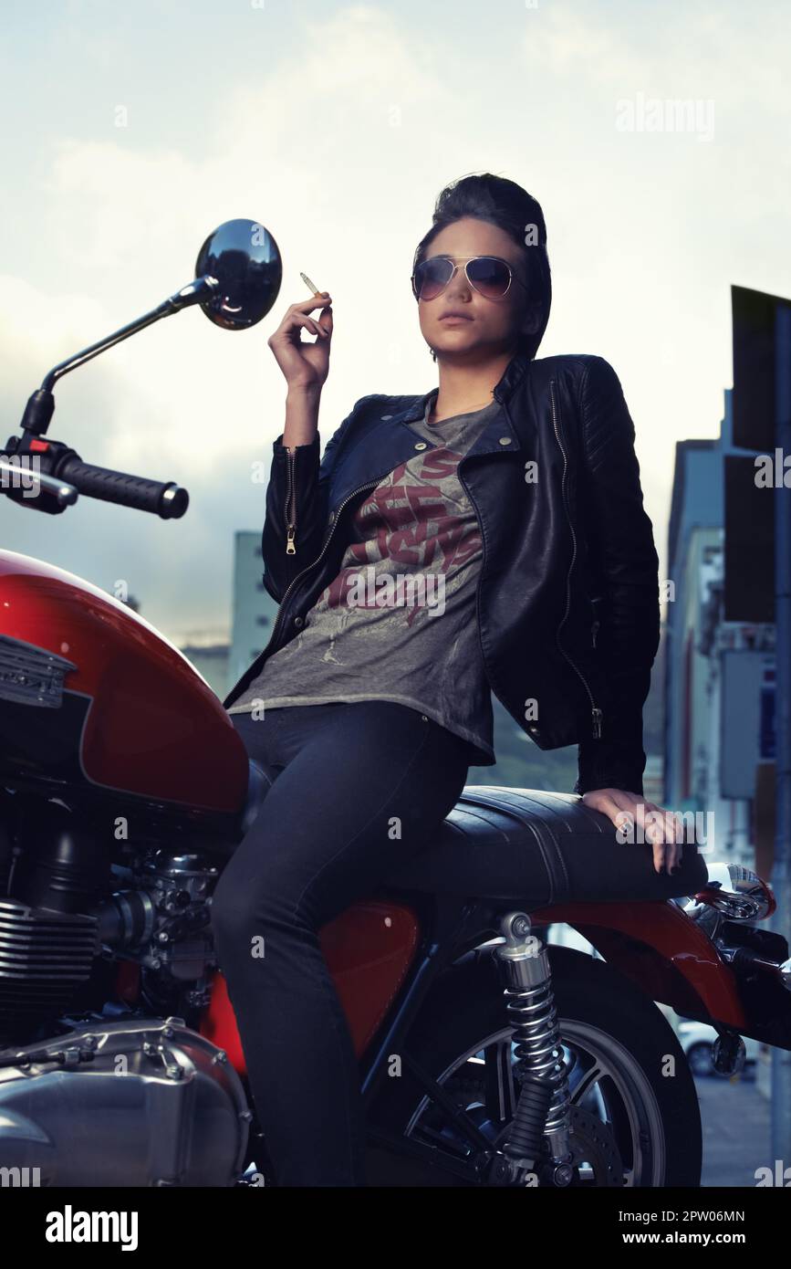 Biker smoking hi-res stock photography and images - Alamy