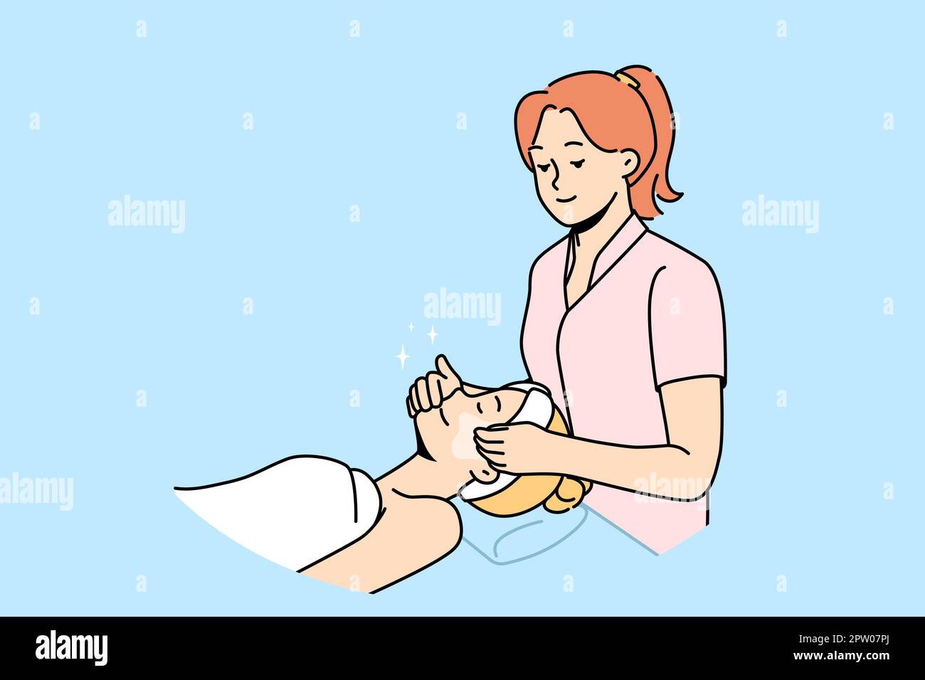 Beautician Make Facial Procedures To Female Client Stock Vector Image