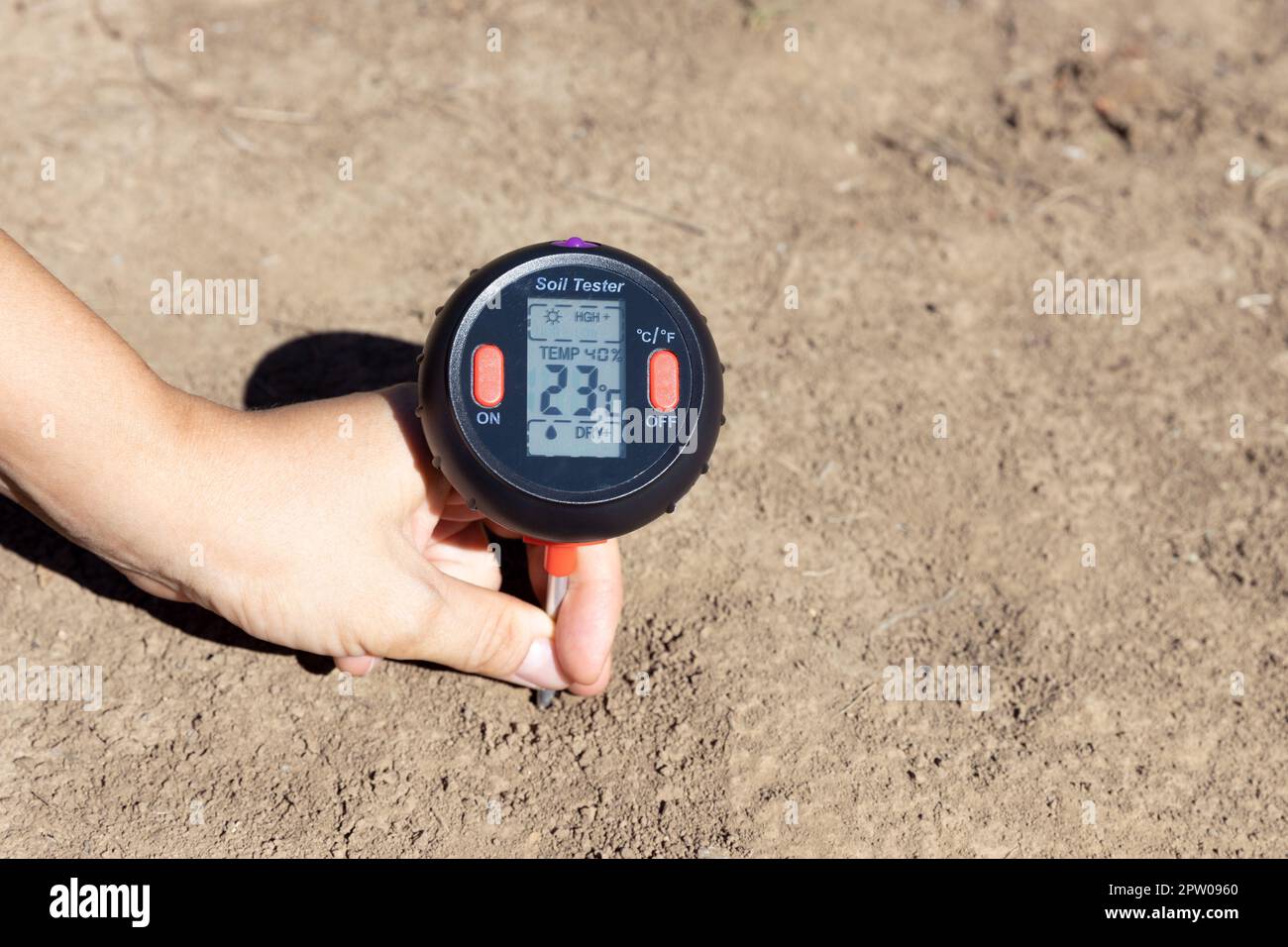 Measuring temperature, moisture content of the soil, environmental ...