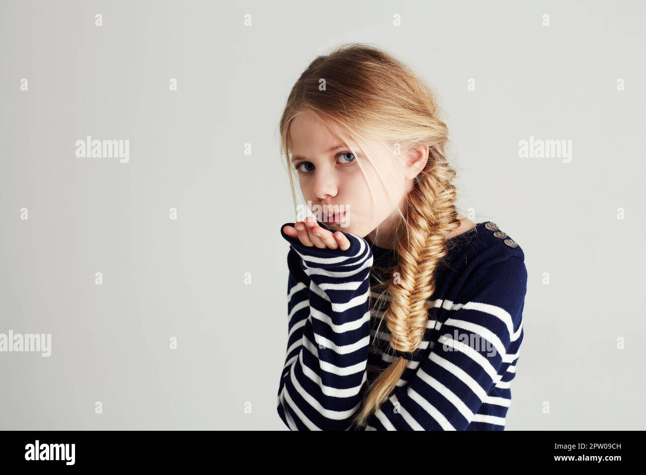 Blowing You A Kiss Portrait Of A Cute Girl Blowing You A Kiss Stock
