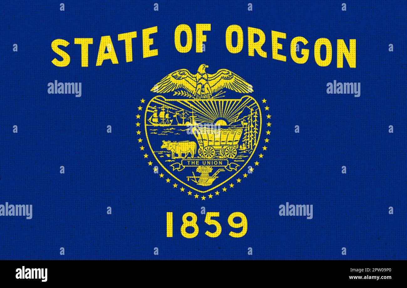 Flag of American state Oregon on textured surface. Flags of U.S. states ...