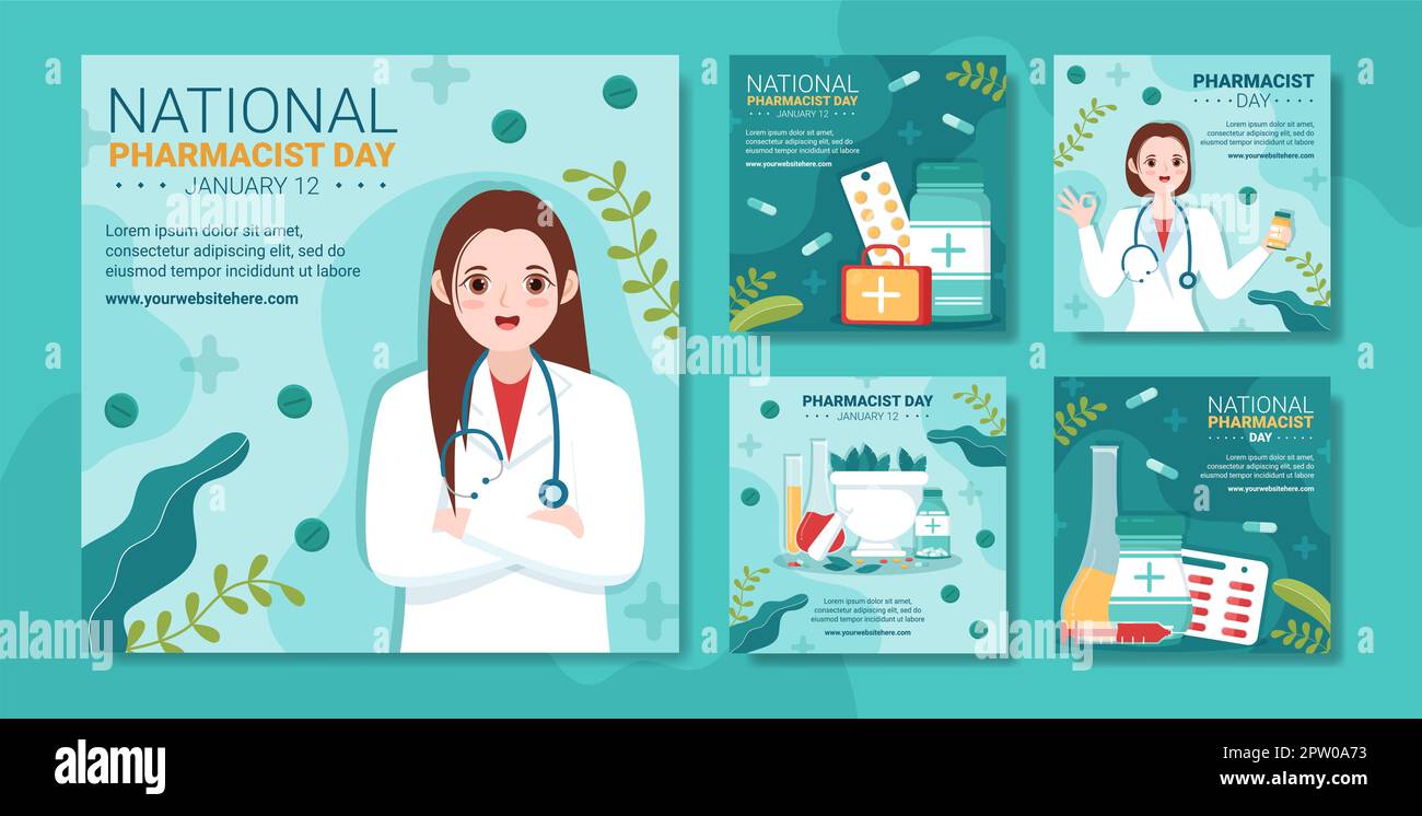 World Pharmacists Day Social Media Post Flat Cartoon Hand Drawn ...