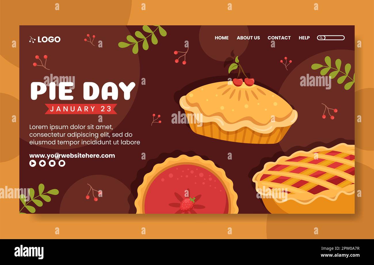 National Pie Day Social Media Landing Page Flat Cartoon Hand Drawn ...
