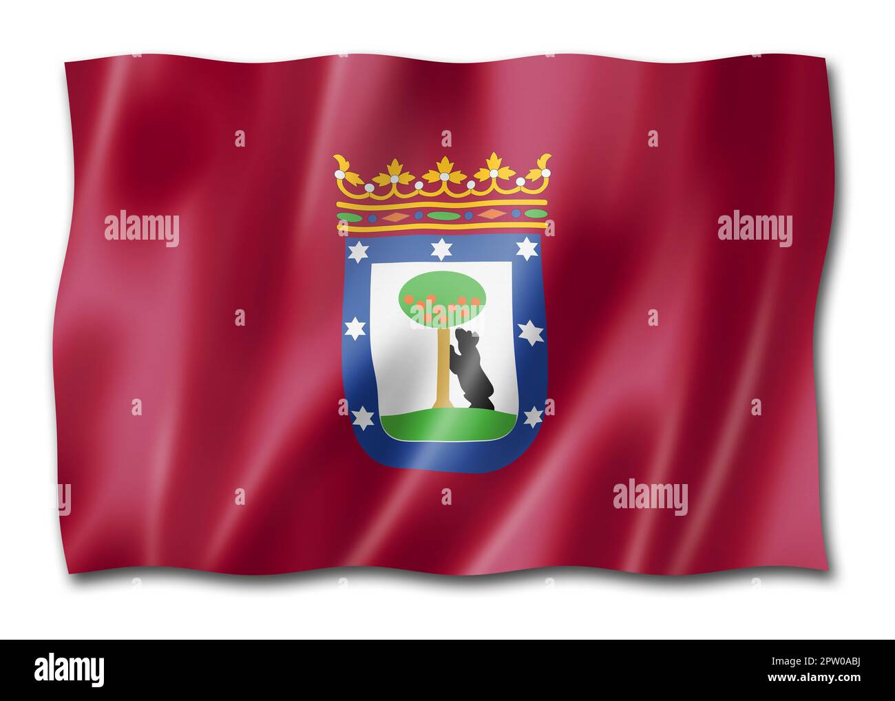 Madrid city waving flag, Spain. 3D illustration Stock Photo - Alamy