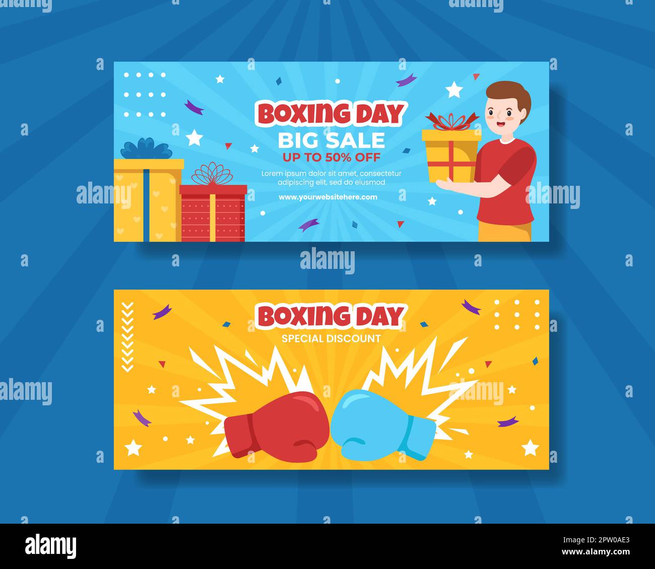 Boxing Day Sale Horizontal Banner Flat Cartoon Hand Drawn Templates ...