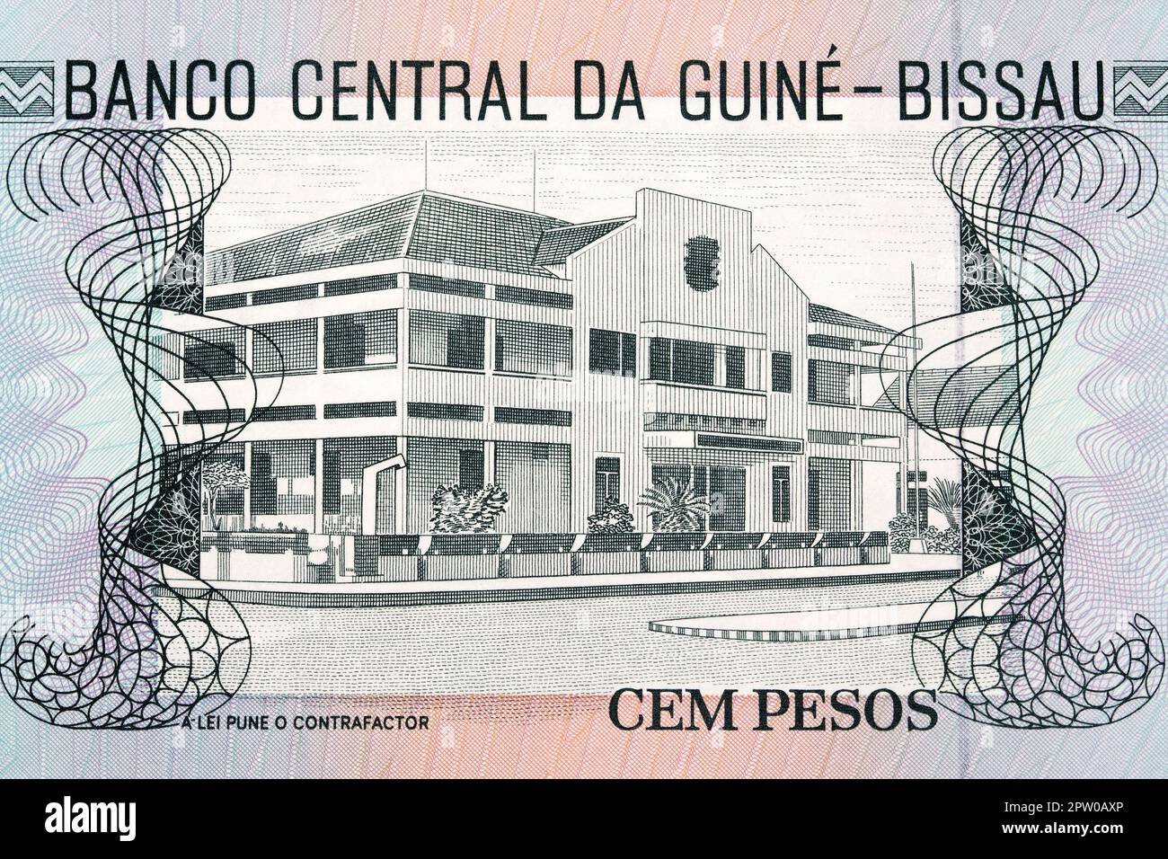 Central Bank building in Bissau from Guinea-Bissau money - peso Stock ...