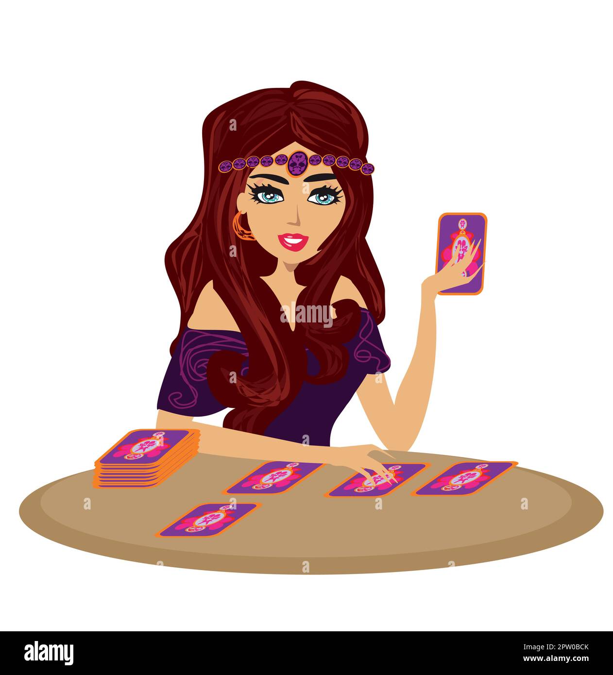 fortune teller forecasting future with tarot cards Stock Vector Image ...