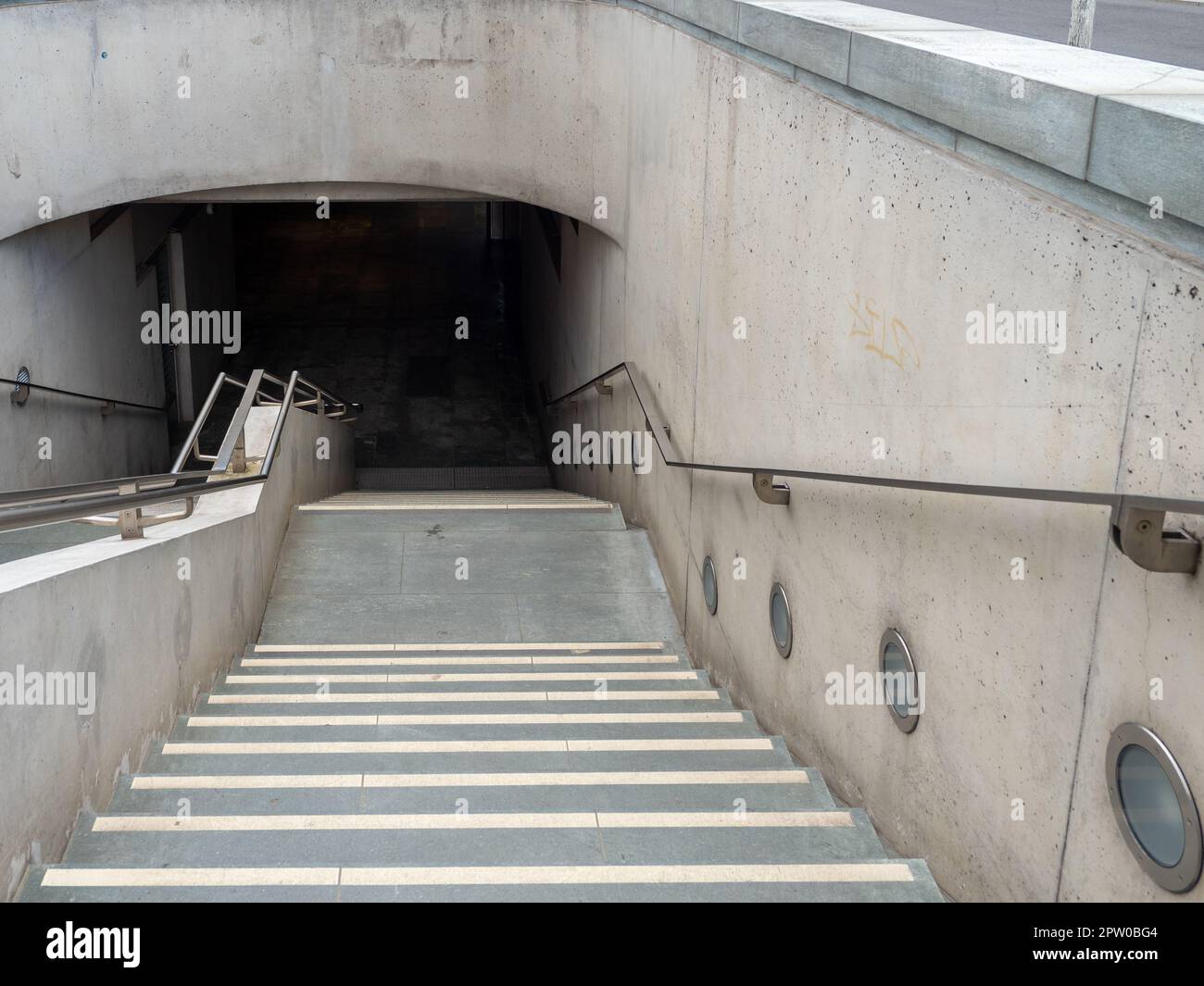 Empty the subway station. Newly built station. Close-up Stock Photo - Alamy