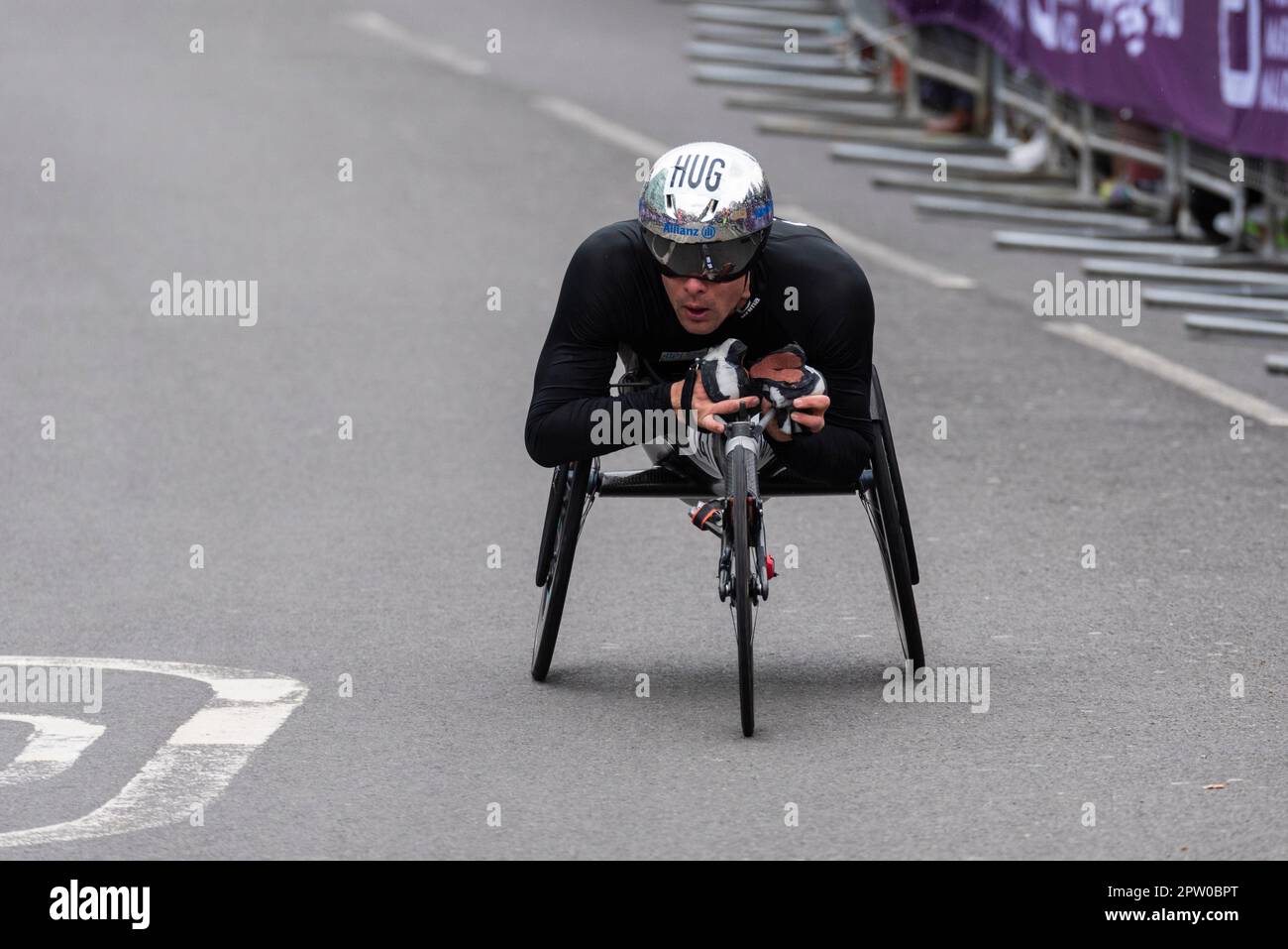 Marcel Hug competing in the TCS London Marathon 2023 passing through ...