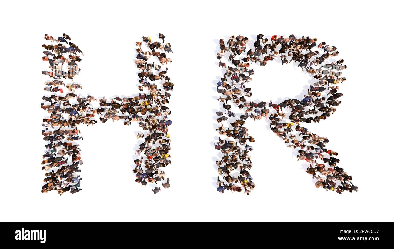 Concept or conceptual large community of people forming the the word HR ...