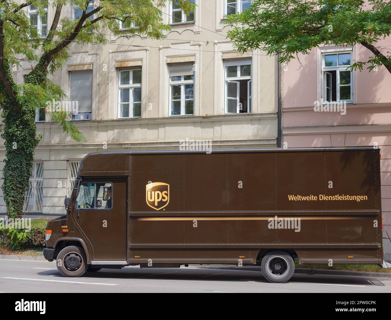 Munich, Germany - August 5, 2022 : UPS van delivery parcel . United ...
