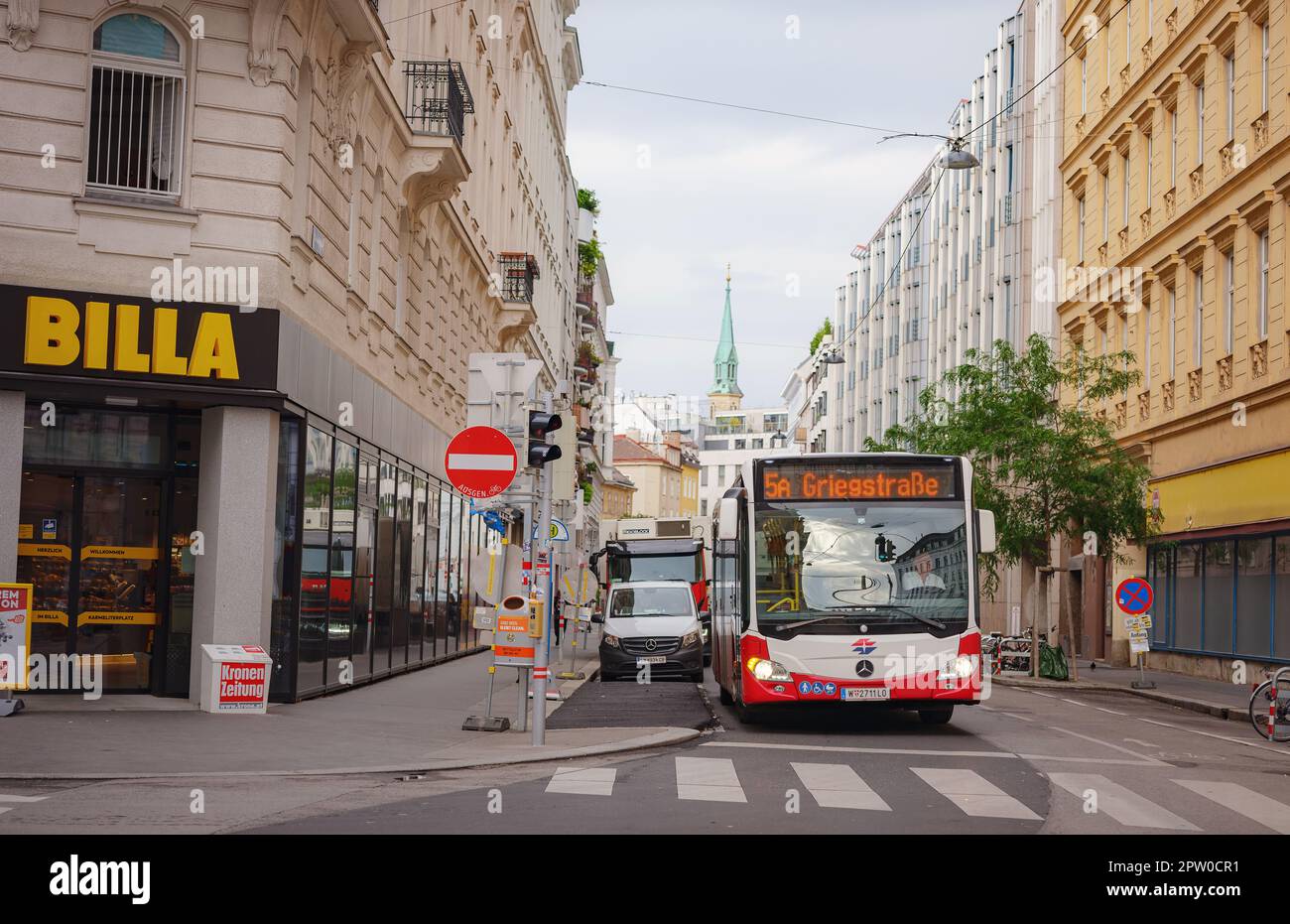 Vienna, Austria - August 8, 2022 : public transport in the city. Red ...