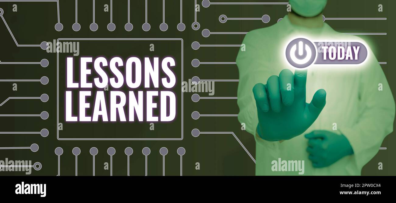 Hand writing sign Lessons Learned, Business approach the knowledge or ...