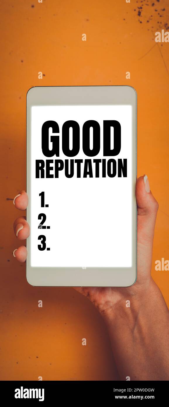 Text showing inspiration Good Reputation, Word Written on customer lays ...