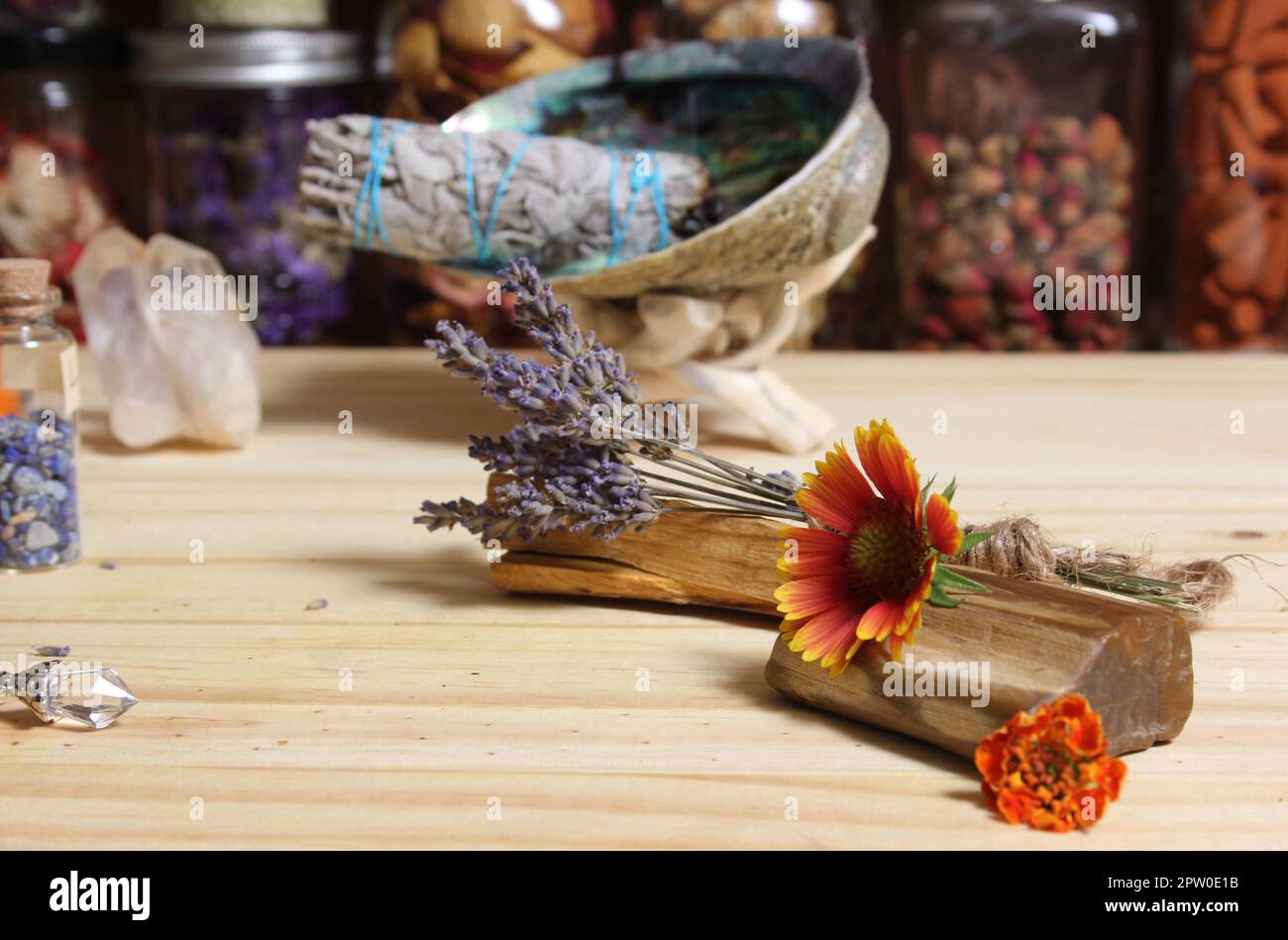 Dried Lavender With Palo Santo Sticks and Abalone Shell For Smudging in ...