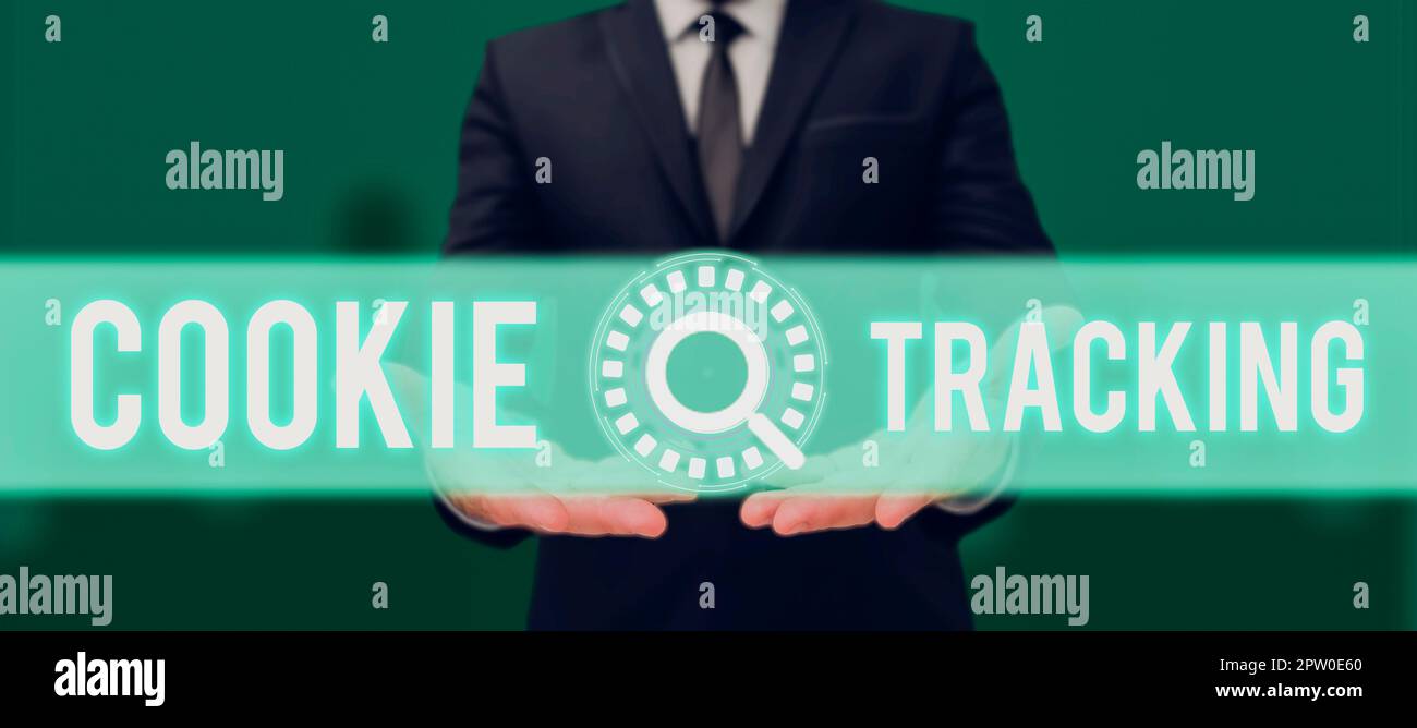 Hand writing sign Cookie Tracking, Business approach Data stored in the ...