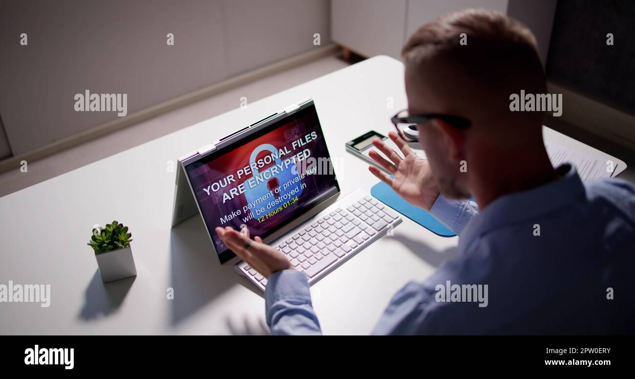 Ransomware Malware Cyber Attack On Business Computer Stock Photo - Alamy