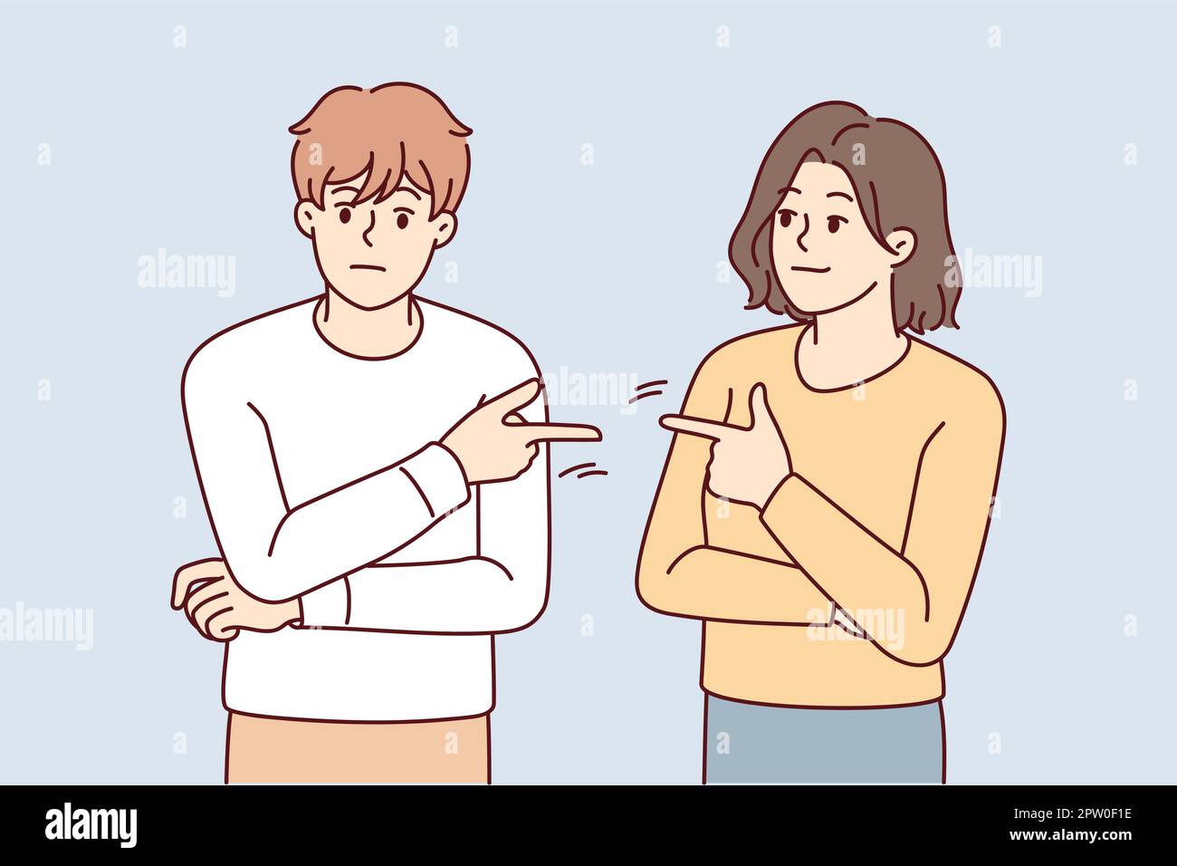Couple point fingers at one another Stock Vector Image & Art - Alamy