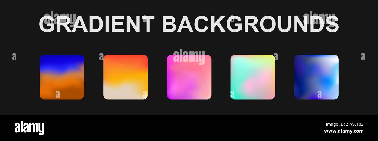 Set of 5 different gradient texture backgrounds - Vector illustration ...