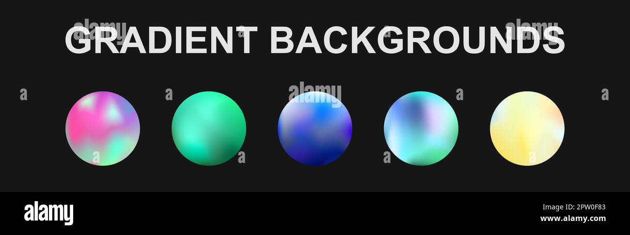 Set of 5 different gradient texture backgrounds - Vector illustration ...