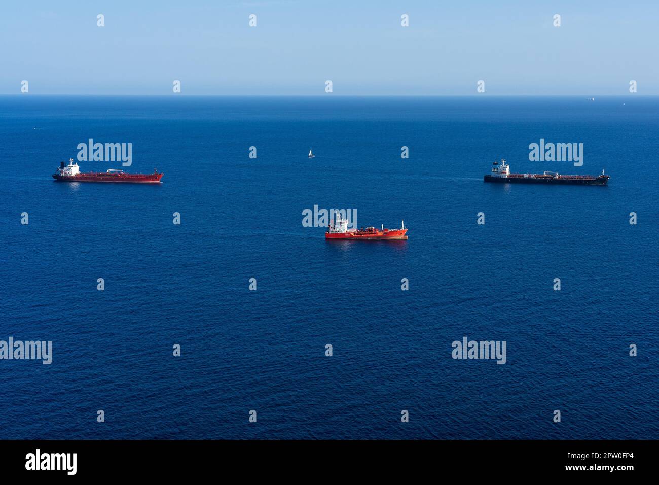 Merchant ships on the ocean roads. Tenerife. Canary Islands. Spain ...