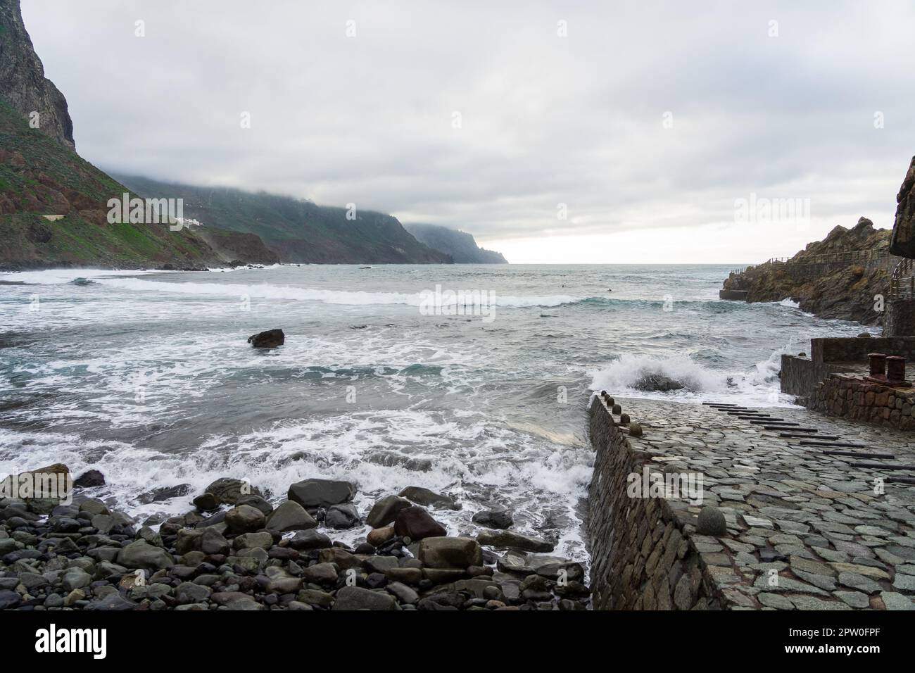 The coast of the Atlantic Ocean in the area of Roque de las Bodegas and ...