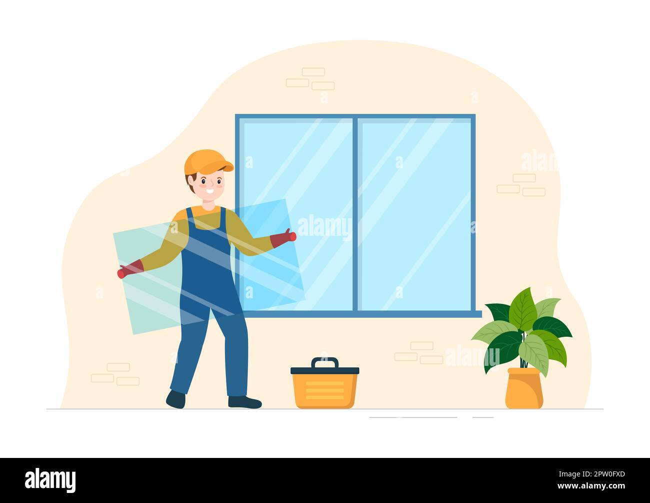 Window and Door Installation Service with Worker for Home Repair and ...