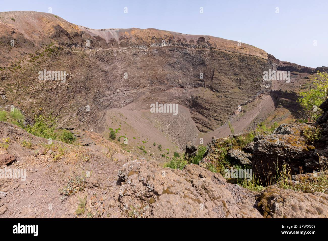The interior of the Mount Vesuvius volcano crater, the eruption of ...
