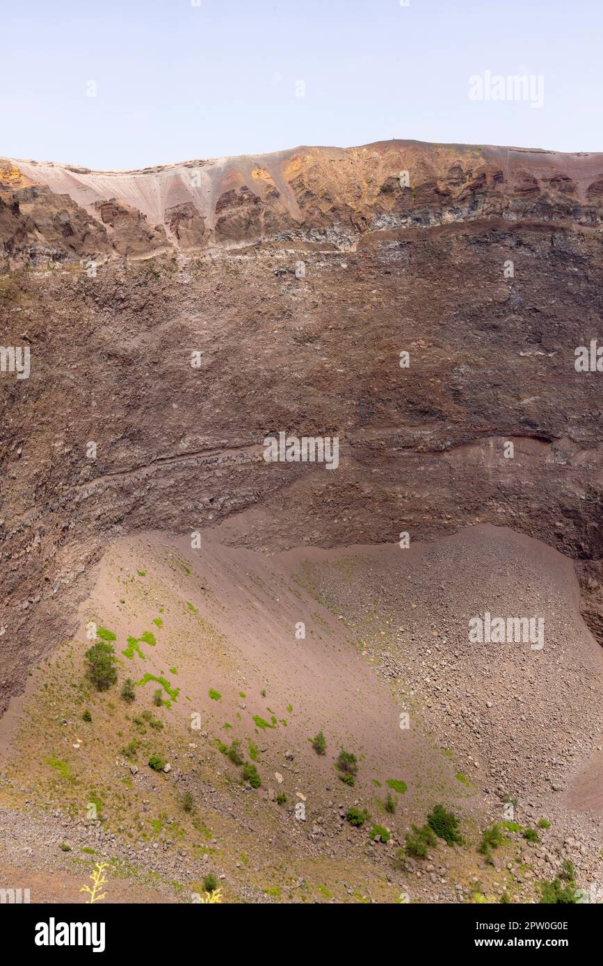 The interior of the Mount Vesuvius volcano crater, the eruption of ...