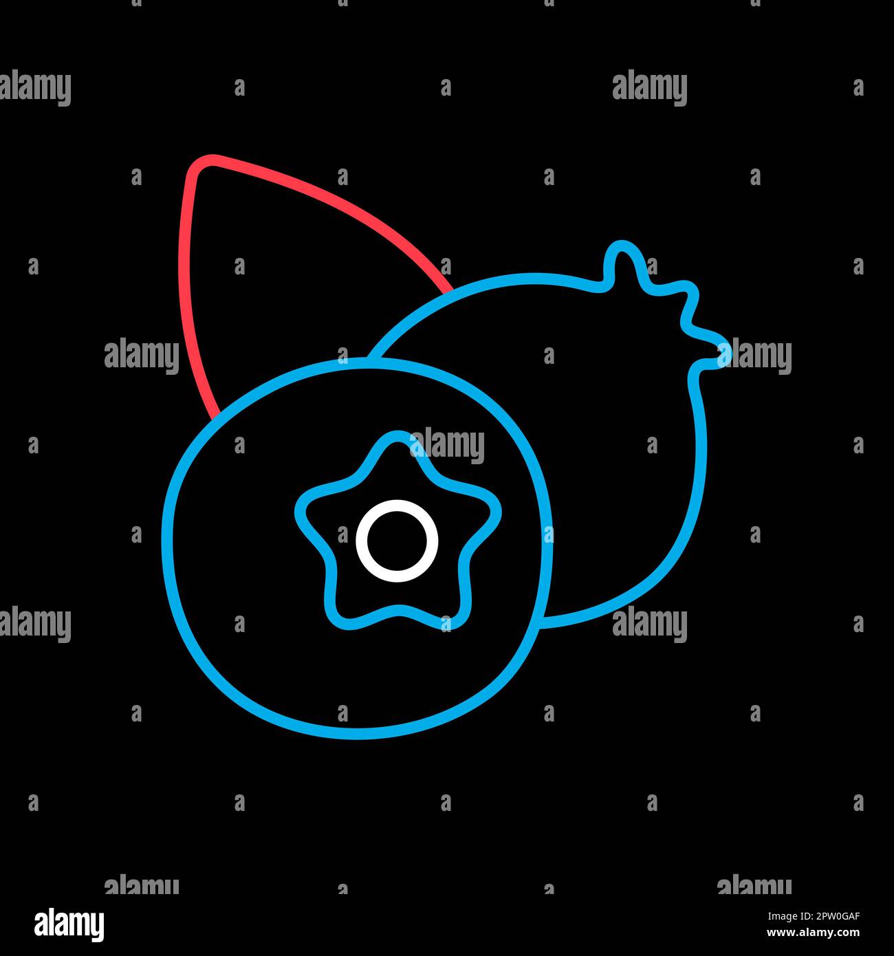 Forest berry sign. Blueberry vector on black background icon. Graph ...