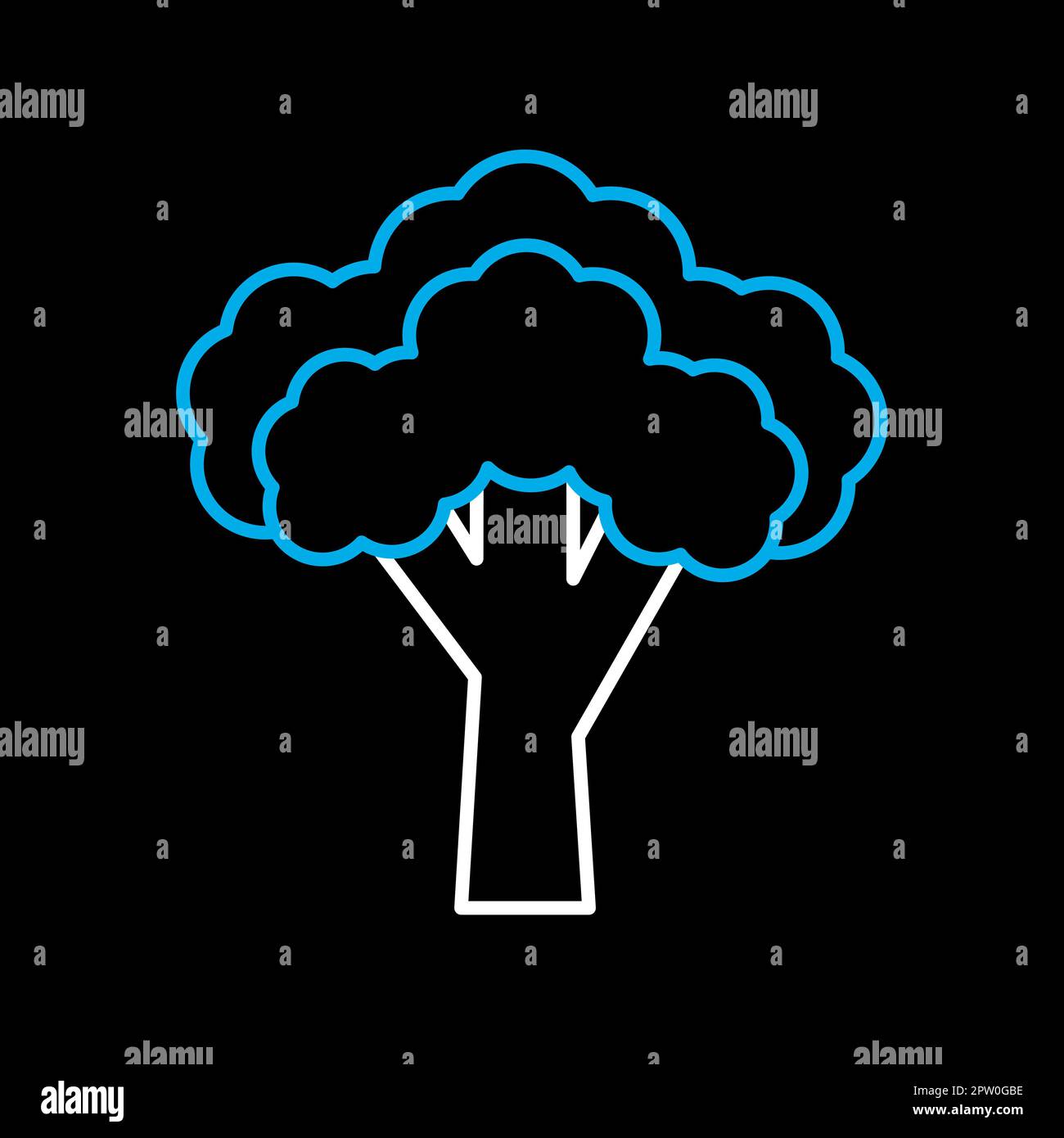 Broccoli isolated design vector on black background icon. Vegetable ...