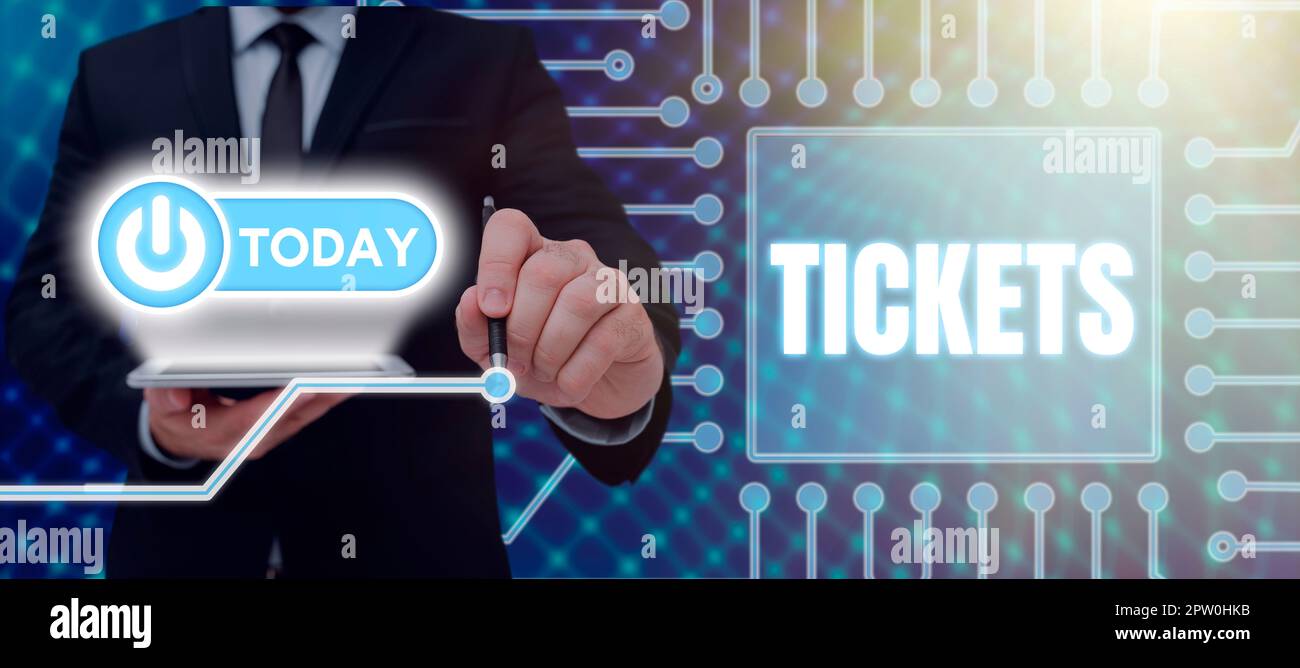 Conceptual display Tickets, Word for small paper bought to provide ...