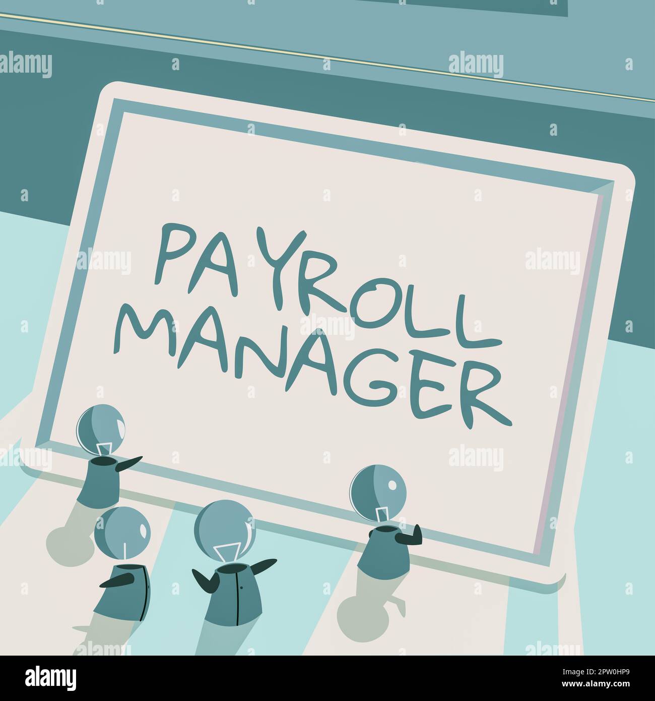 Text caption presenting Payroll Manager, Internet Concept Maintains ...