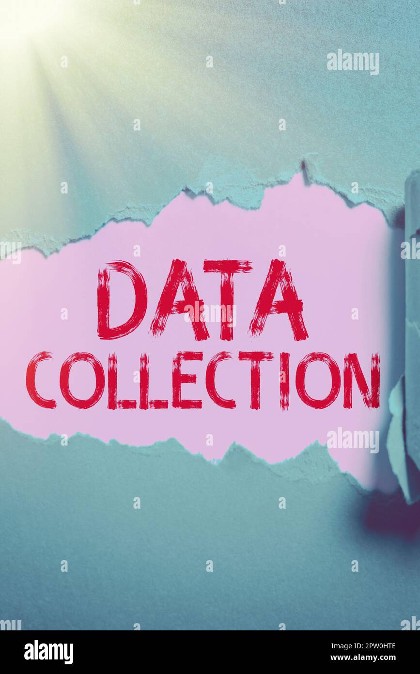 Hand writing sign Data Collection, Word for gathering and measuring ...