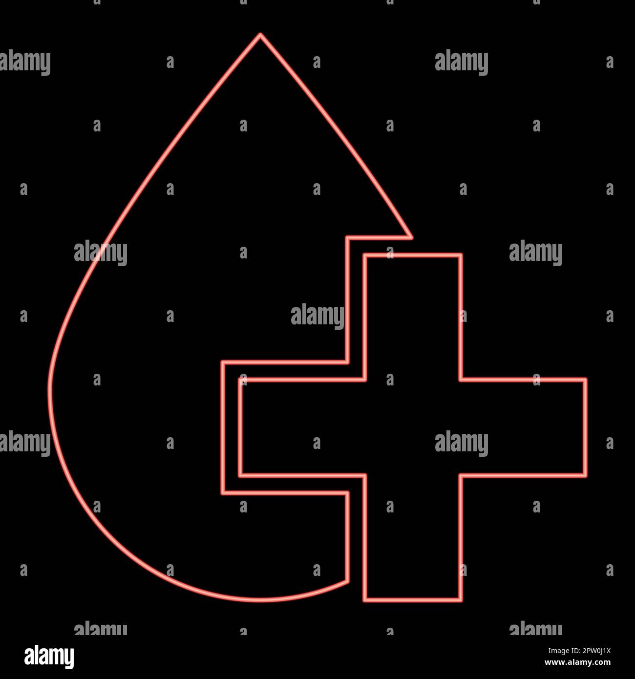 Neon drop and cross red color vector illustration image flat style ...