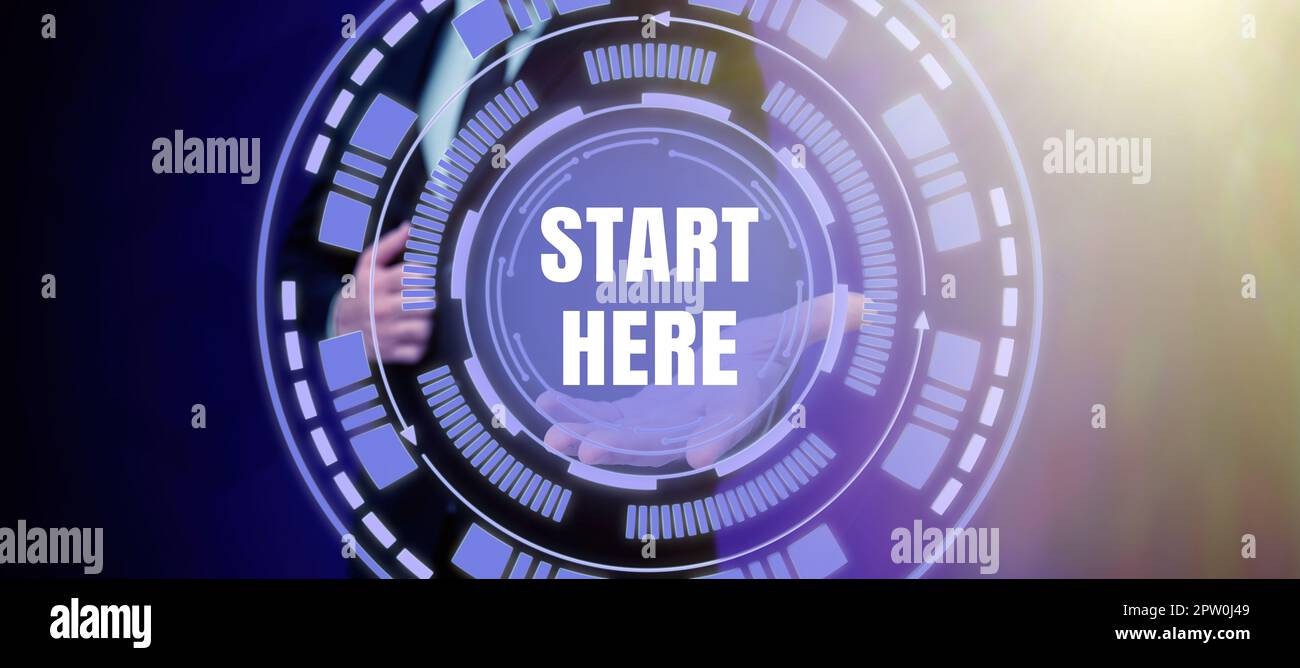 Conceptual caption Start Here, Concept meaning telling someone this is ...