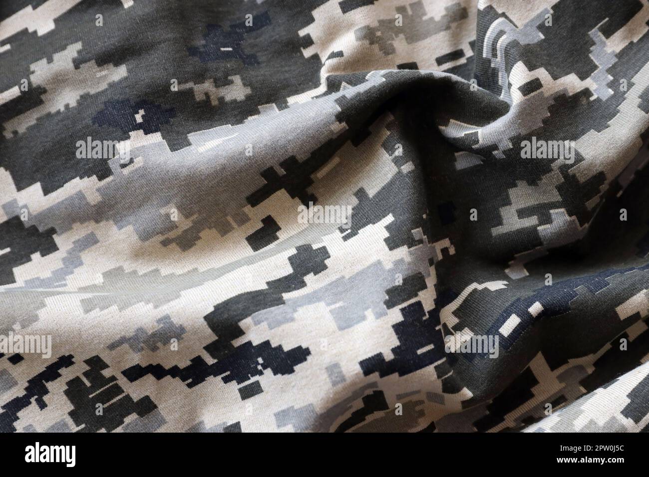 Fabric with texture of Ukrainian military pixeled camouflage. Cloth ...