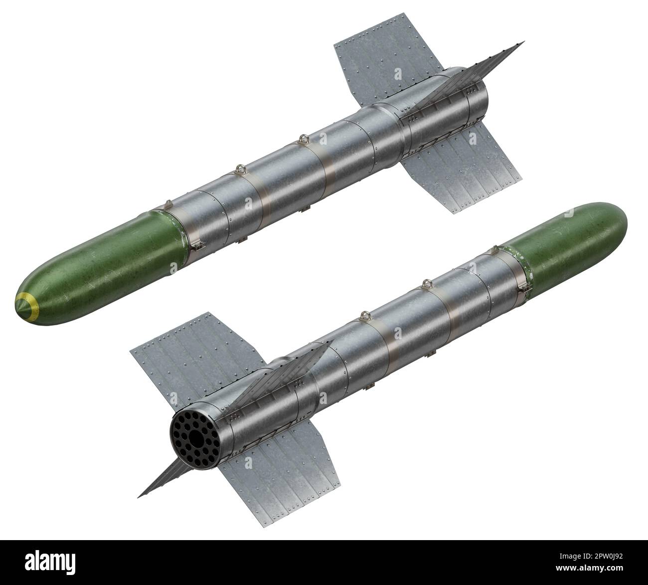 3d render illustration of a aircraft rockets set from world war era in ...