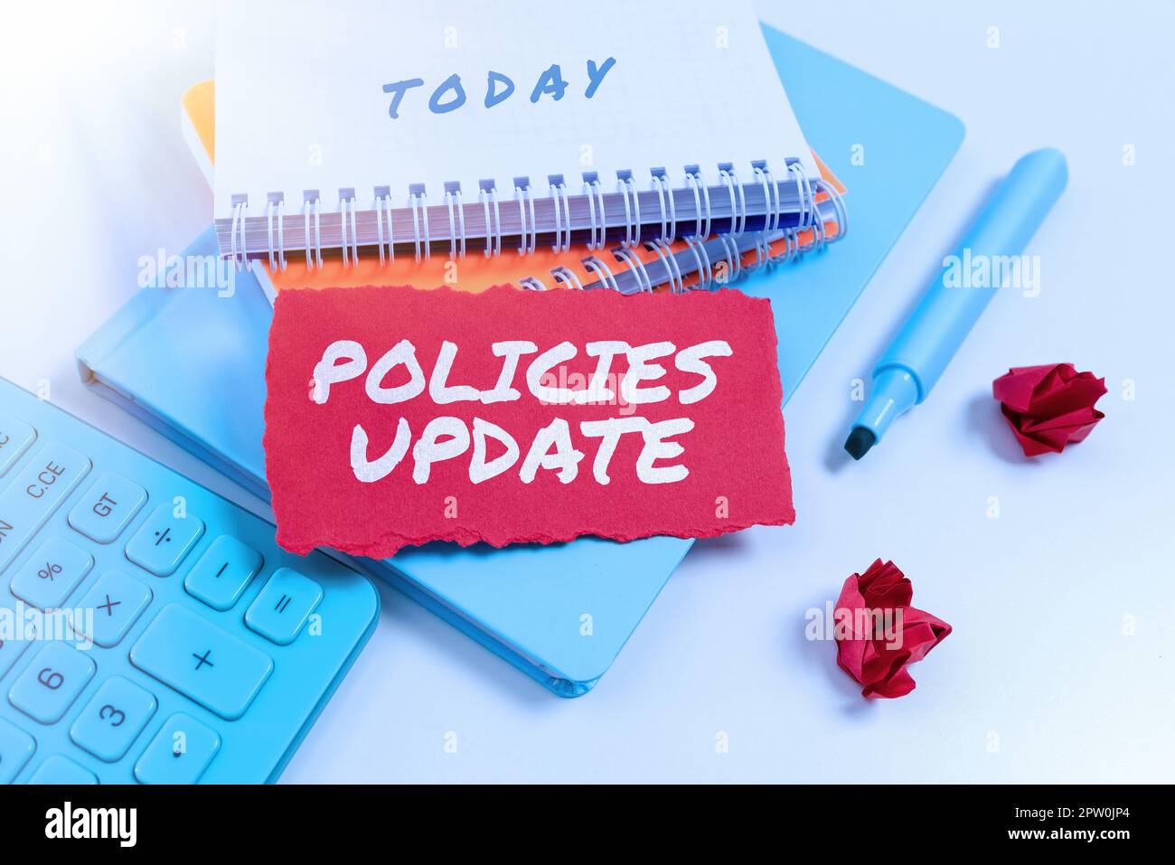 Hand writing sign Policies Update, Word Written on act of adding new information or guidelines ...