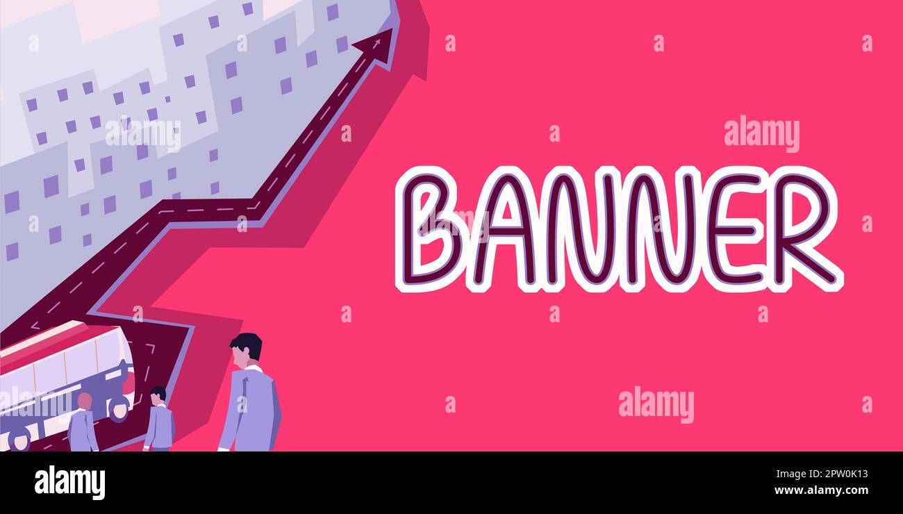 Conceptual caption Banner, Business approach long strip cloth bearing ...